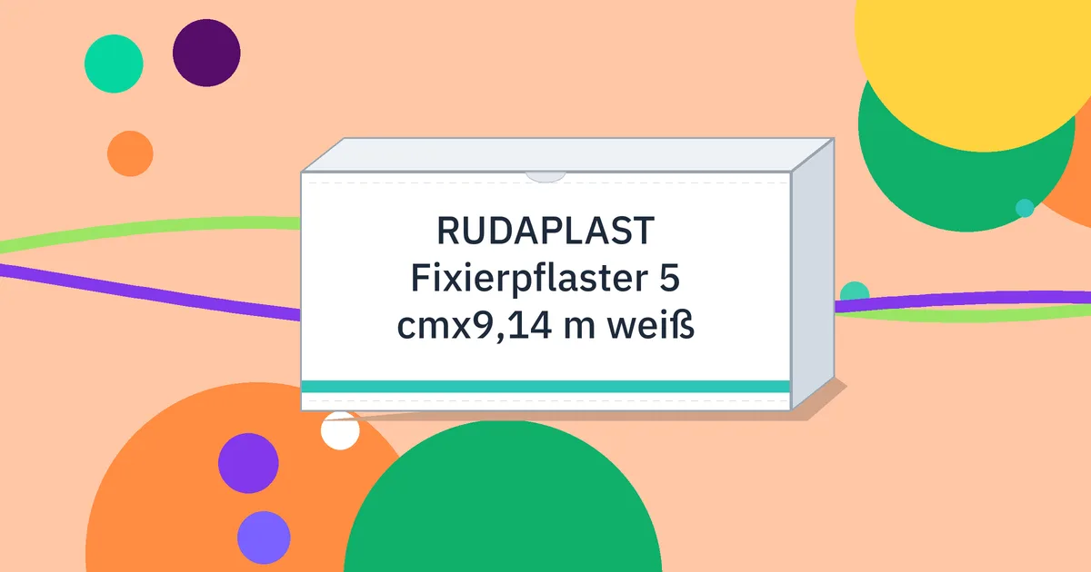 Symbolbild: Packung mit der Aufschrift RUDAPLAST Fixierpflaster 5 cmx9,14 m weiß (PZN 15892866) – Verfügbarkeit und Bezug in Apotheken in Frankfurt am Main