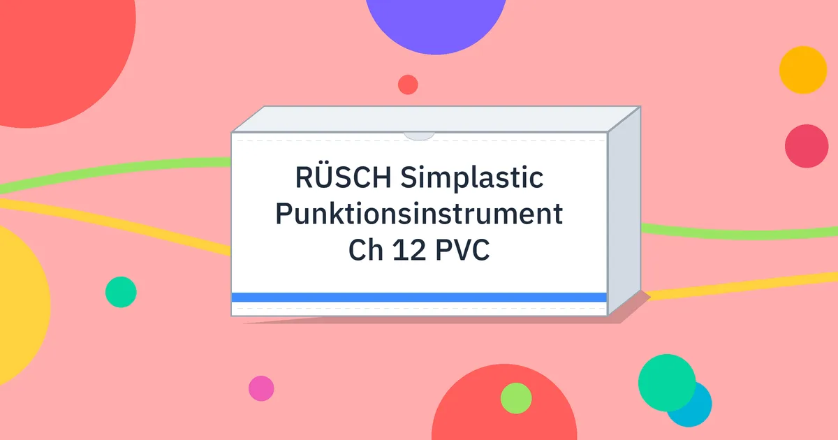Symbolbild: Packung mit der Aufschrift RÜSCH Simplastic Punktionsinstrument Ch 12 PVC (PZN 01575056) – Verfügbarkeit und Bezug in Apotheken in Frankfurt am Main