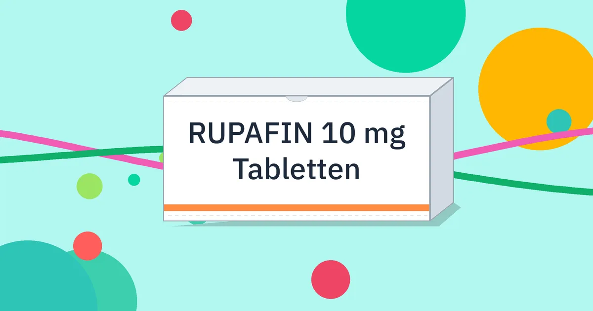 Symbolbild: Packung mit der Aufschrift RUPAFIN 10 mg Tabletten (PZN 12600952) – Verfügbarkeit und Bezug in Apotheken in Frankfurt am Main