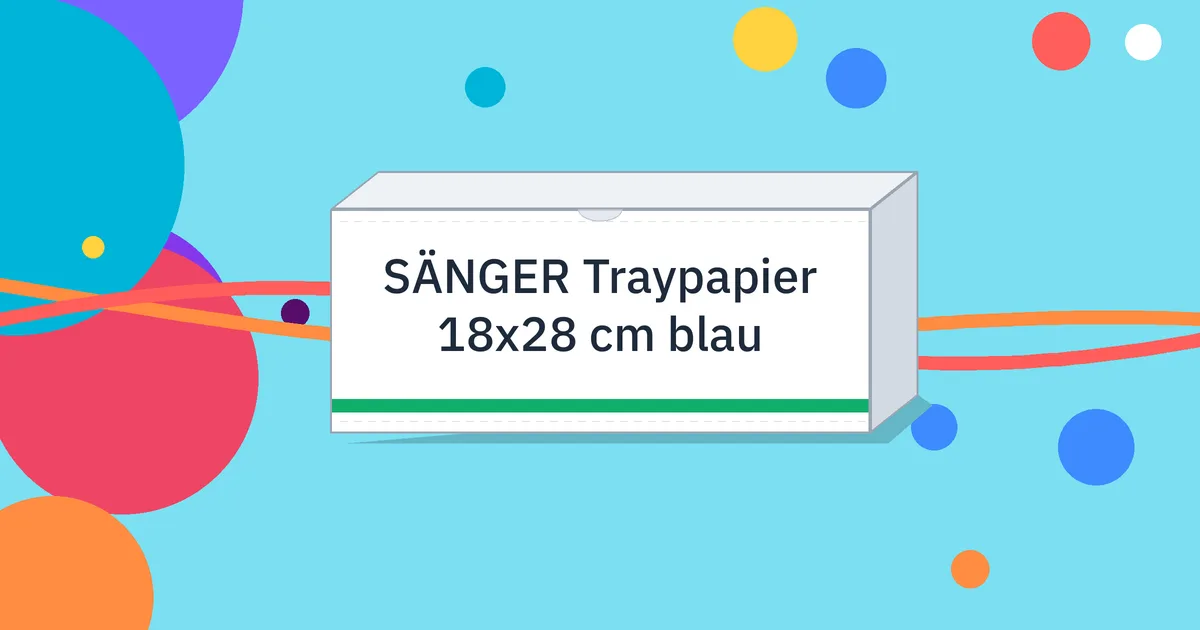Symbolbild: Packung mit der Aufschrift SÄNGER Traypapier 18x28 cm blau (PZN 05107079) – Verfügbarkeit und Bezug in Apotheken in Frankfurt am Main