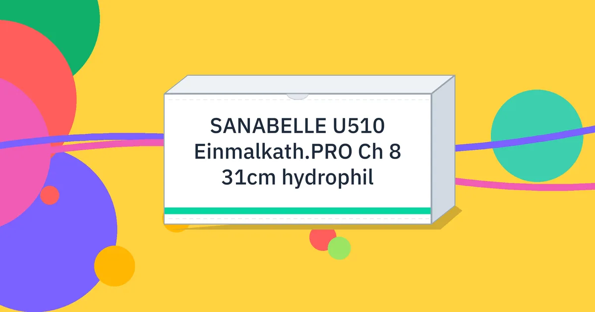 Symbolbild: Packung mit der Aufschrift SANABELLE U510 Einmalkath.PRO Ch 8 31cm hydrophil (PZN 13723496) – Verfügbarkeit und Bezug in Apotheken in Frankfurt am Main