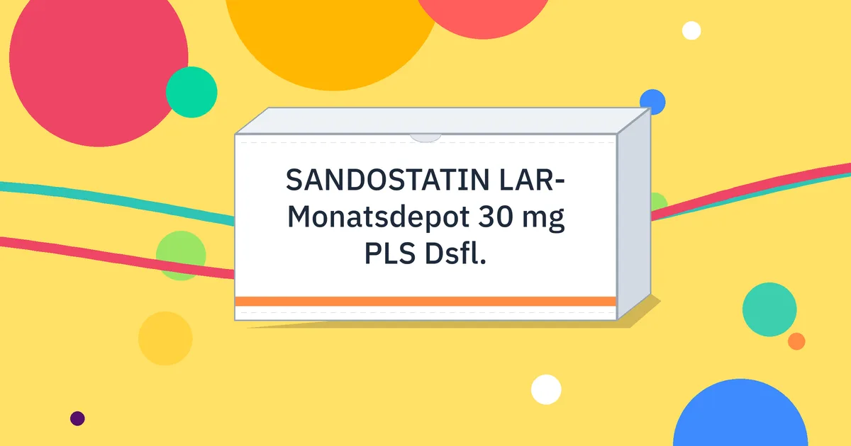 Symbolbild: Packung mit der Aufschrift SANDOSTATIN LAR-Monatsdepot 30 mg PLS Dsfl. (PZN 10181267) – Verfügbarkeit und Bezug in Apotheken in Frankfurt am Main