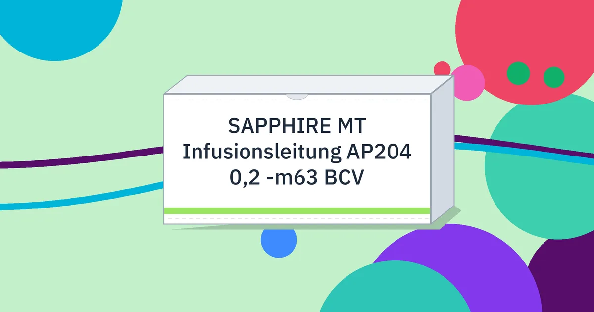 Symbolbild: Packung mit der Aufschrift SAPPHIRE MT Infusionsleitung AP204 0,2 -m63 BCV (PZN 18883359) – Verfügbarkeit und Bezug in Apotheken in Frankfurt am Main