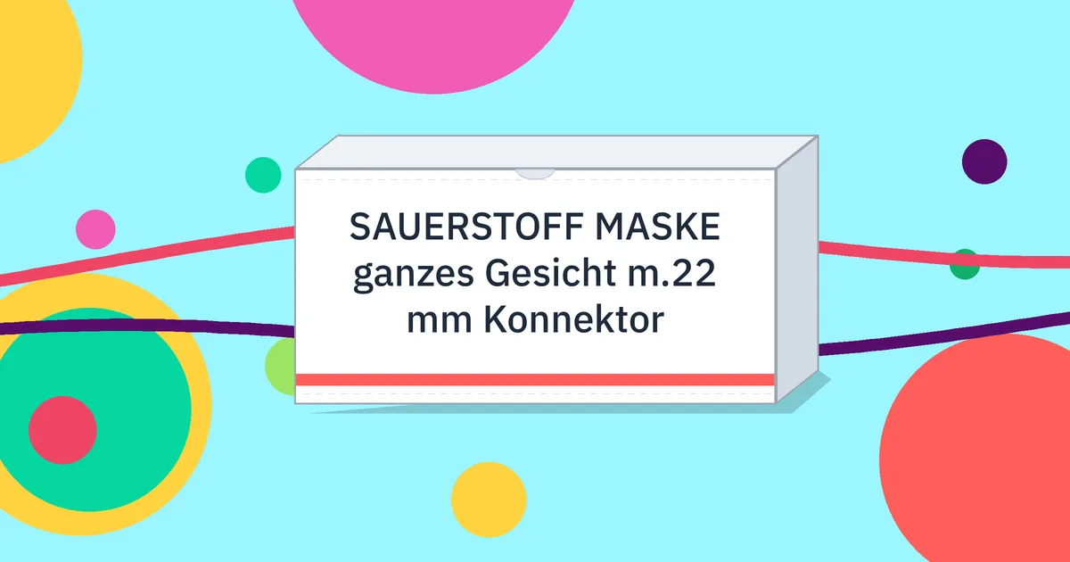 Symbolbild: Packung mit der Aufschrift SAUERSTOFF MASKE ganzes Gesicht m.22 mm Konnektor (PZN 09013470) – Verfügbarkeit und Bezug in Apotheken in Frankfurt am Main