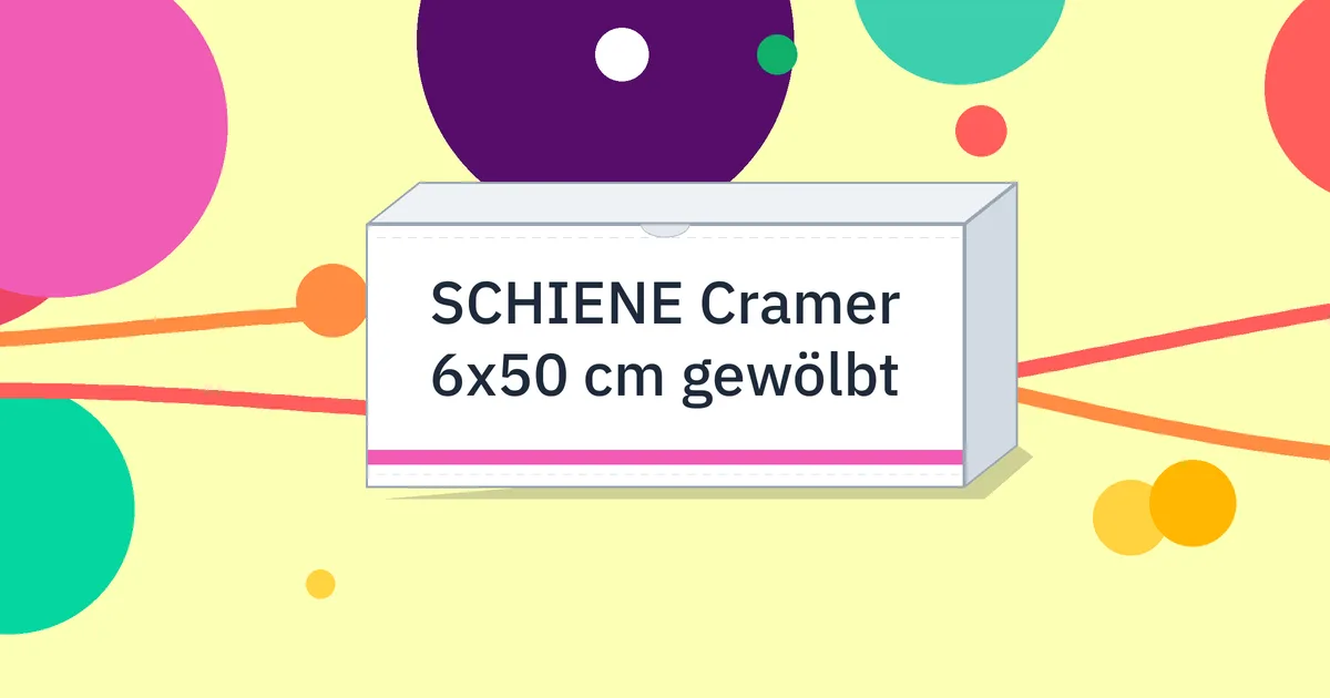 Symbolbild: Packung mit der Aufschrift SCHIENE Cramer 6x50 cm gewölbt (PZN 01736105) – Verfügbarkeit und Bezug in Apotheken in Frankfurt am Main