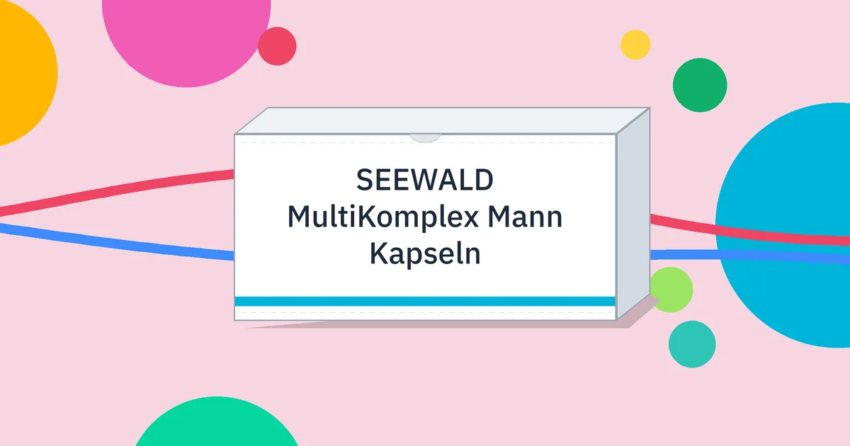 Symbolbild: Packung mit der Aufschrift SEEWALD MultiKomplex Mann Kapseln (PZN 19542689) – Verfügbarkeit und Bezug in Apotheken in Frankfurt am Main