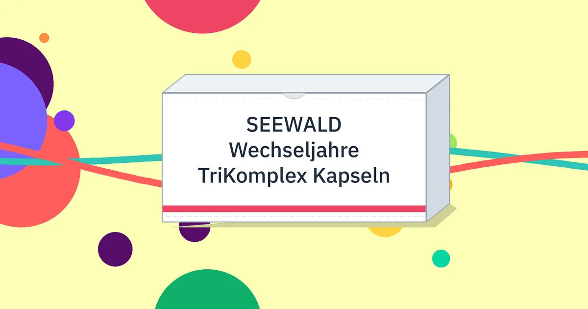 Symbolbild: Packung mit der Aufschrift SEEWALD Wechseljahre TriKomplex Kapseln (PZN 19546523) – Verfügbarkeit und Bezug in Apotheken in Frankfurt am Main