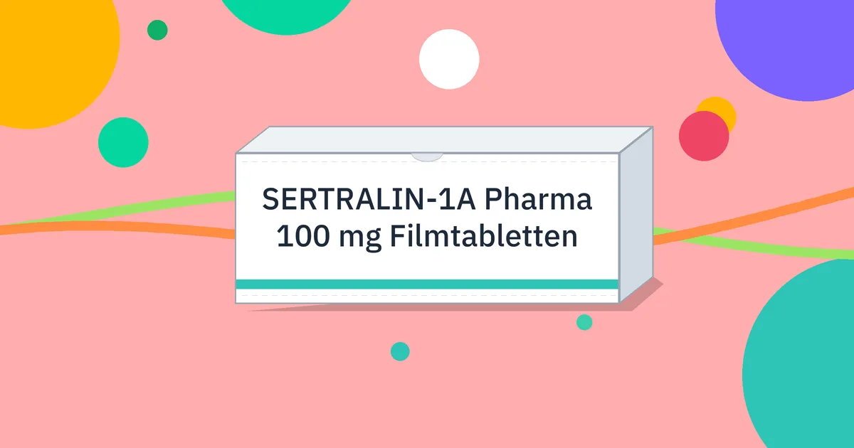 Symbolbild: Packung mit der Aufschrift SERTRALIN-1A Pharma 100 mg Filmtabletten (PZN 01807130) – Verfügbarkeit und Bezug in Apotheken in Frankfurt am Main