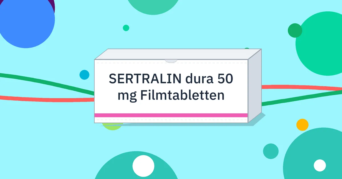 Symbolbild: Packung mit der Aufschrift SERTRALIN dura 50 mg Filmtabletten (PZN 00470579) – Verfügbarkeit und Bezug in Apotheken in Frankfurt am Main