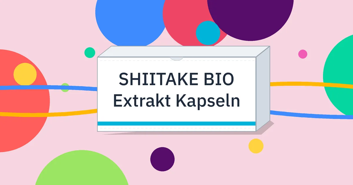 Symbolbild: Packung mit der Aufschrift SHIITAKE BIO Extrakt Kapseln (PZN 17179144) – Verfügbarkeit und Bezug in Apotheken in Frankfurt am Main