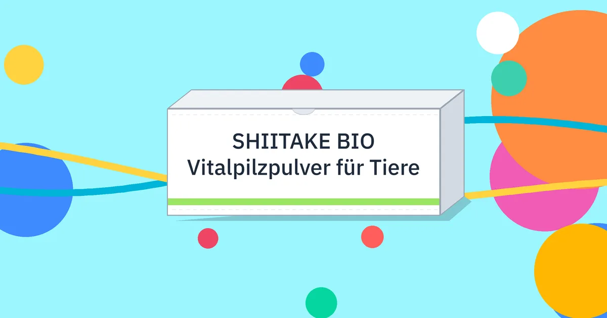 Symbolbild: Packung mit der Aufschrift SHIITAKE BIO Vitalpilzpulver für Tiere (PZN 10761579) – Verfügbarkeit und Bezug in Apotheken in Frankfurt am Main