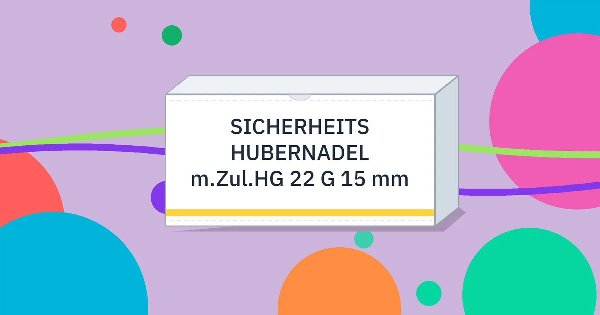 Symbolbild: Packung mit der Aufschrift SICHERHEITS HUBERNADEL m.Zul.HG 22 G 15 mm (PZN 12340391) – Verfügbarkeit und Bezug in Apotheken in Frankfurt am Main