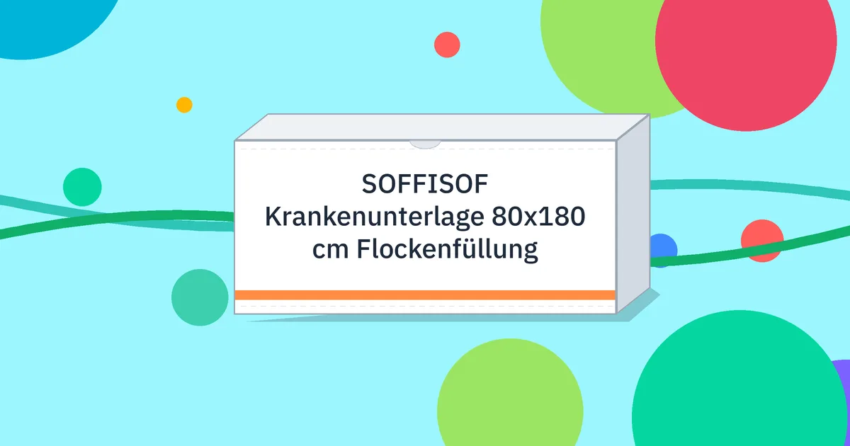 Symbolbild: Packung mit der Aufschrift SOFFISOF Krankenunterlage 80x180 cm Flockenfüllung (PZN 12444630) – Verfügbarkeit und Bezug in Apotheken in Frankfurt am Main