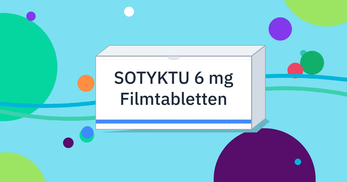 Symbolbild: Packung mit der Aufschrift SOTYKTU 6 mg Filmtabletten (PZN 19726745) – Verfügbarkeit und Bezug in Apotheken in Frankfurt am Main
