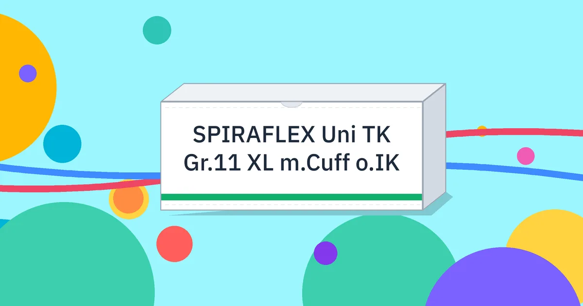 Symbolbild: Packung mit der Aufschrift SPIRAFLEX Uni TK Gr.11 XL m.Cuff o.IK (PZN 12597049) – Verfügbarkeit und Bezug in Apotheken in Frankfurt am Main