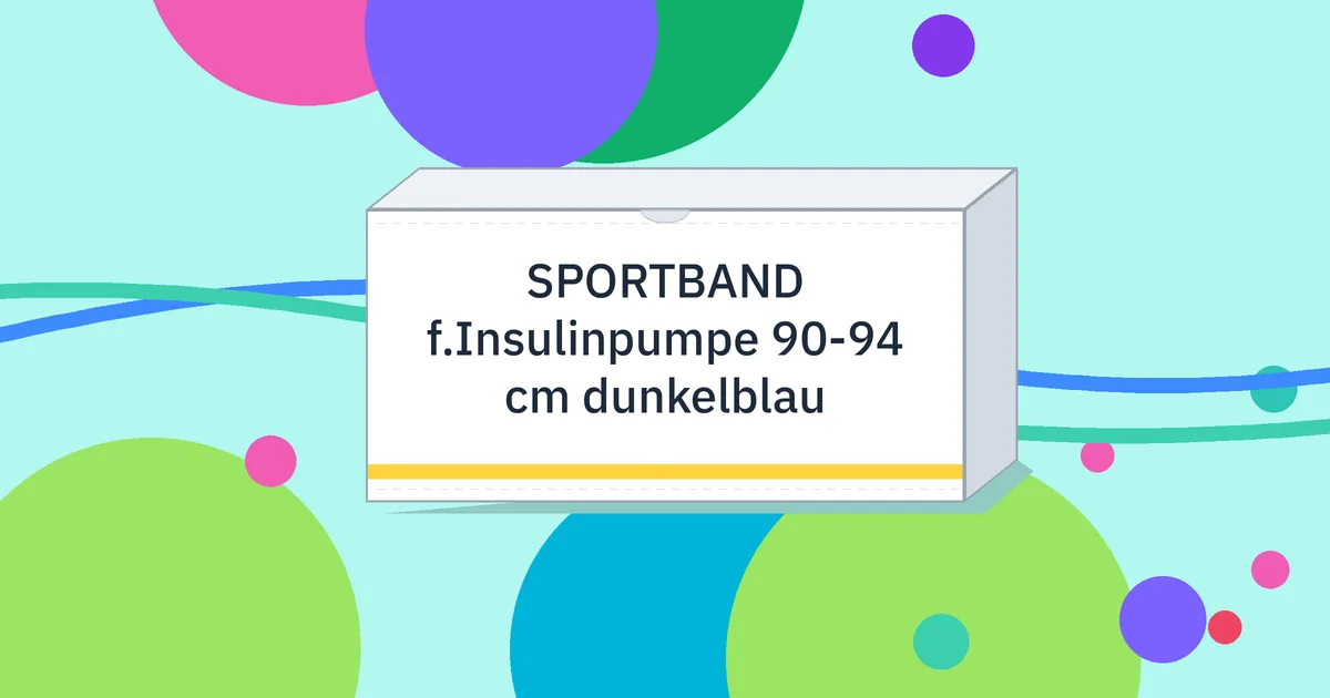 Symbolbild: Packung mit der Aufschrift SPORTBAND f.Insulinpumpe 90-94 cm dunkelblau (PZN 12461232) – Verfügbarkeit und Bezug in Apotheken in Frankfurt am Main