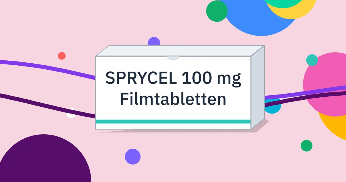 Symbolbild: Packung mit der Aufschrift SPRYCEL 100 mg Filmtabletten (PZN 13657285) – Verfügbarkeit und Bezug in Apotheken in Frankfurt am Main