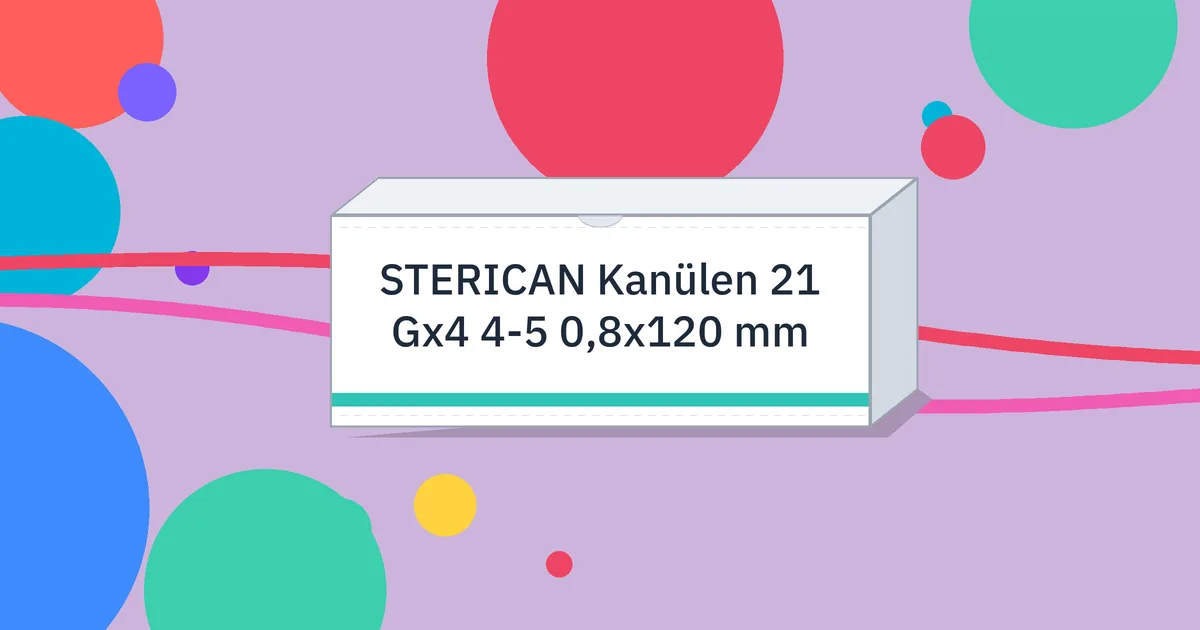 Symbolbild: Packung mit der Aufschrift STERICAN Kanülen 21 Gx4 4-5 0,8x120 mm (PZN 13969085) – Verfügbarkeit und Bezug in Apotheken in Frankfurt am Main