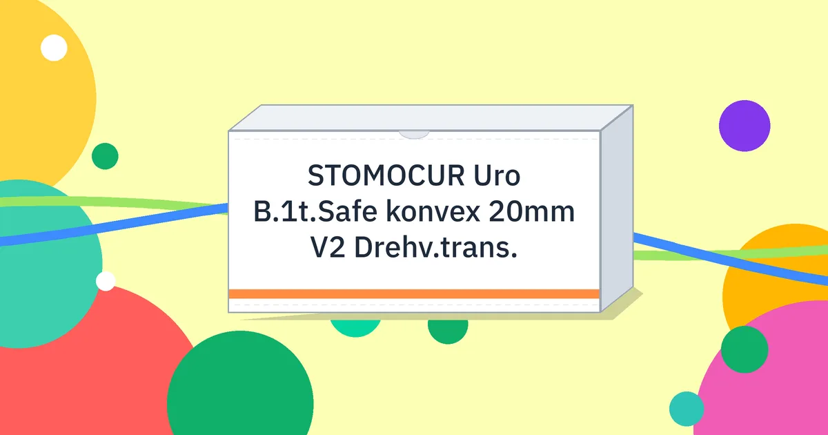 Symbolbild: Packung mit der Aufschrift STOMOCUR Uro B.1t.Safe konvex 20mm V2 Drehv.trans. (PZN 17757167) – Verfügbarkeit und Bezug in Apotheken in Frankfurt am Main