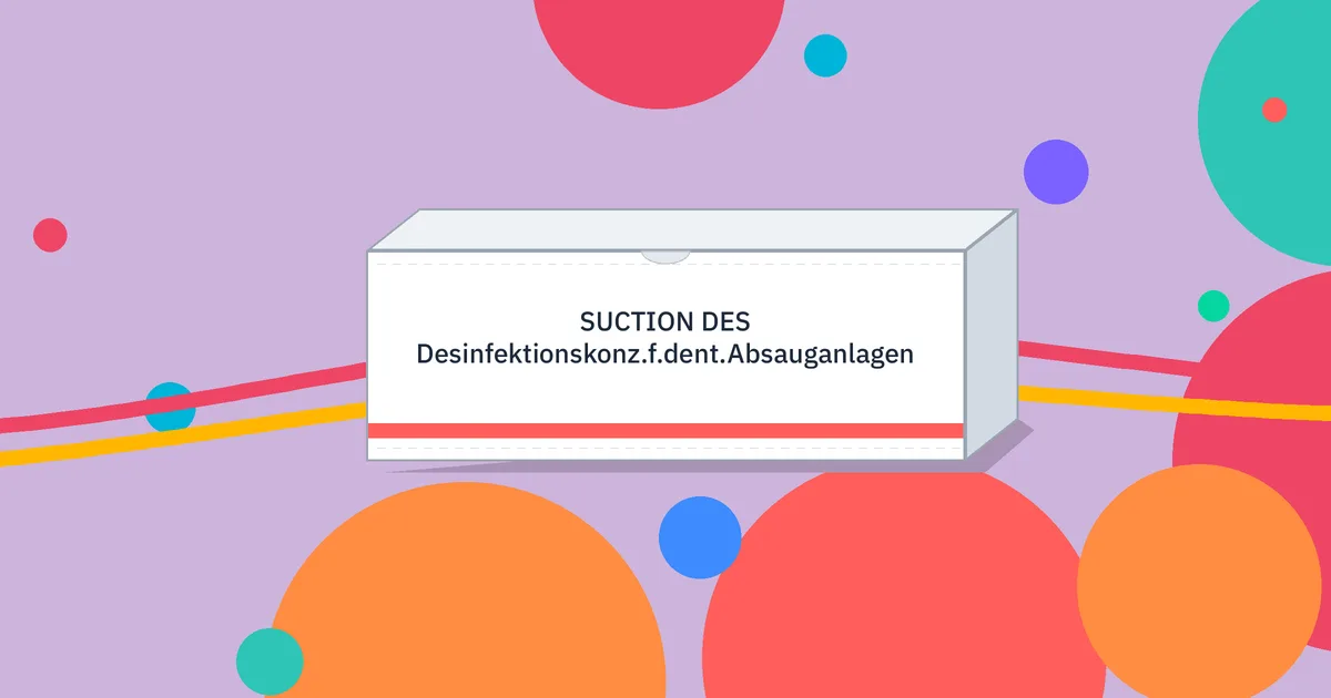 Symbolbild: Packung mit der Aufschrift SUCTION DES Desinfektionskonz.f.dent.Absauganlagen (PZN 09667993) – Verfügbarkeit und Bezug in Apotheken in Frankfurt am Main