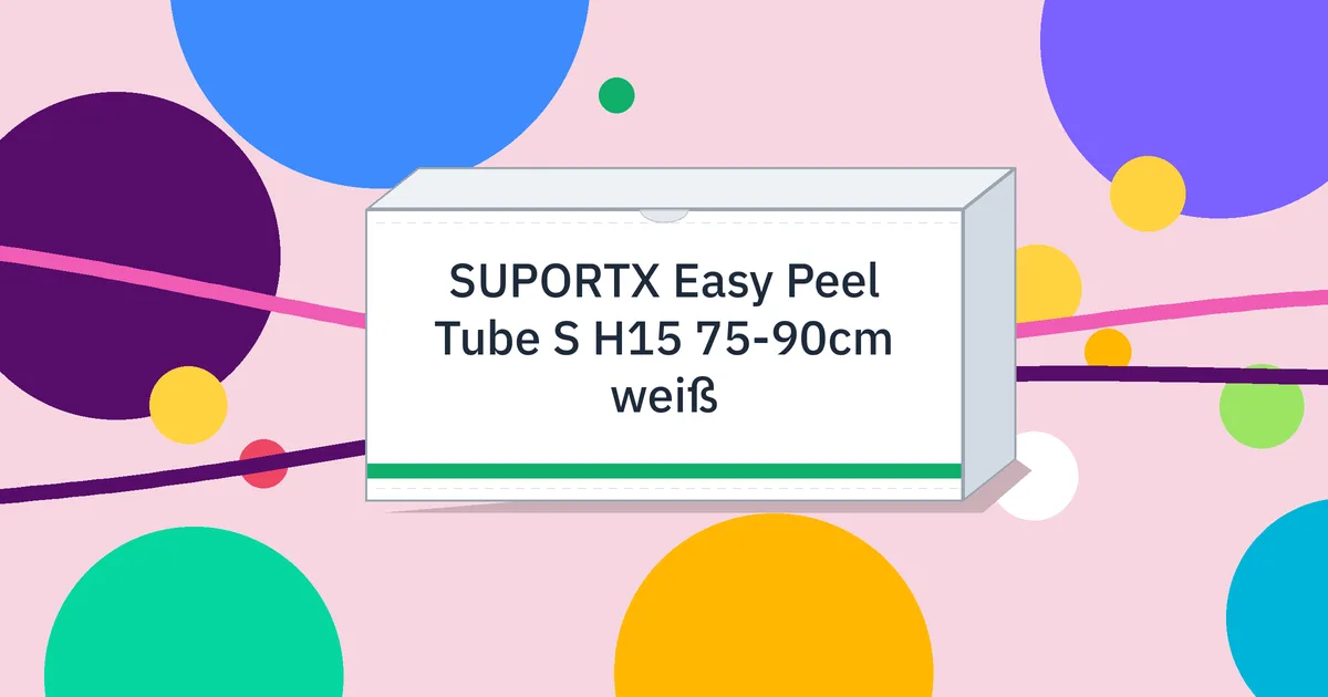 Symbolbild: Packung mit der Aufschrift SUPORTX Easy Peel Tube S H15 75-90cm weiß (PZN 09486613) – Verfügbarkeit und Bezug in Apotheken in Frankfurt am Main