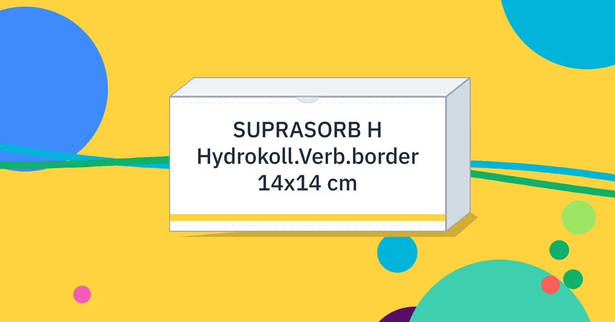 Symbolbild: Packung mit der Aufschrift SUPRASORB H Hydrokoll.Verb.border 14x14 cm (PZN 03946551) – Verfügbarkeit und Bezug in Apotheken in Frankfurt am Main