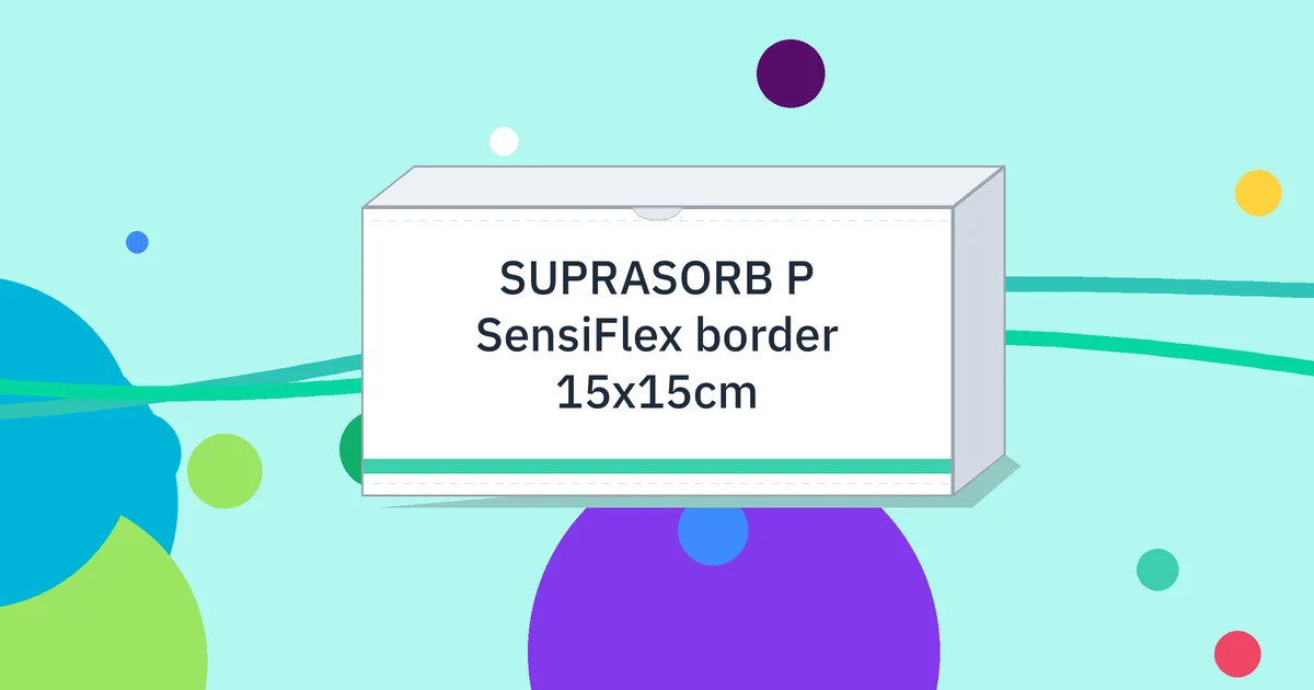 Symbolbild: Packung mit der Aufschrift SUPRASORB P SensiFlex border 15x15cm (PZN 20694832) – Verfügbarkeit und Bezug in Apotheken in Frankfurt am Main