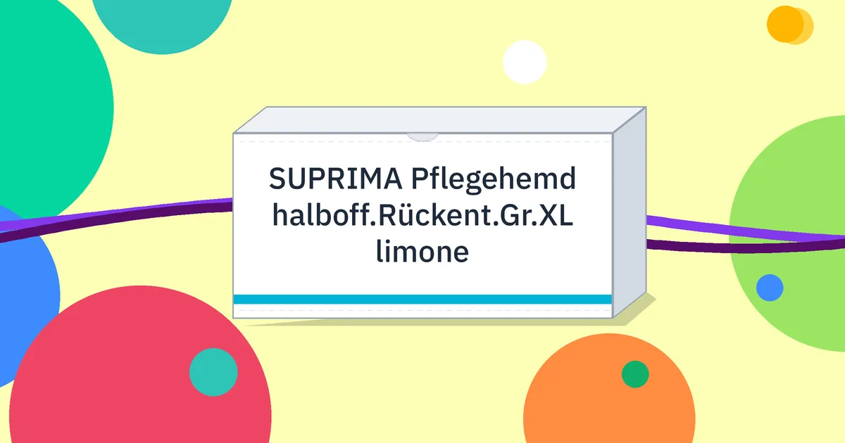 Symbolbild: Packung mit der Aufschrift SUPRIMA Pflegehemd halboff.Rückent.Gr.XL limone (PZN 09785698) – Verfügbarkeit und Bezug in Apotheken in Frankfurt am Main