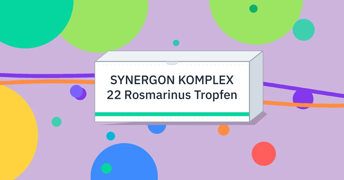 Symbolbild: Packung mit der Aufschrift SYNERGON KOMPLEX 22 Rosmarinus Tropfen (PZN 03467112) – Verfügbarkeit und Bezug in Apotheken in Frankfurt am Main