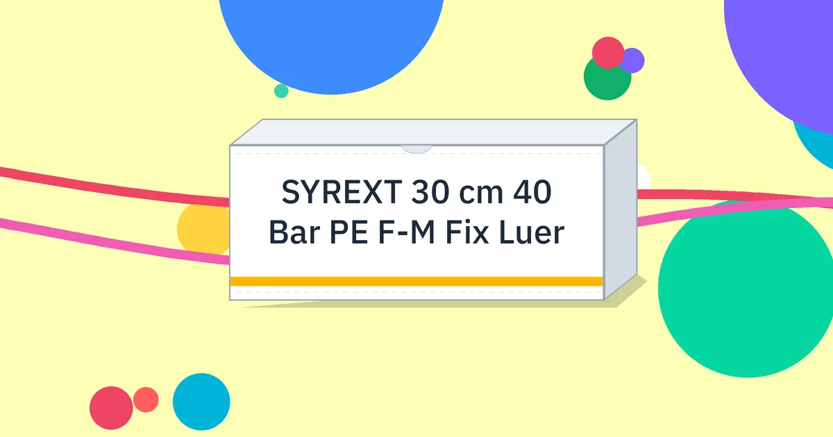 Symbolbild: Packung mit der Aufschrift SYREXT 30 cm 40 Bar PE F-M Fix Luer (PZN 17897744) – Verfügbarkeit und Bezug in Apotheken in Frankfurt am Main