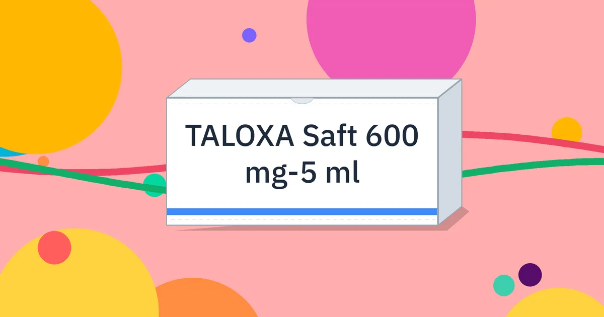 Symbolbild: Packung mit der Aufschrift TALOXA Saft 600 mg-5 ml (PZN 06159227) – Verfügbarkeit und Bezug in Apotheken in Frankfurt am Main