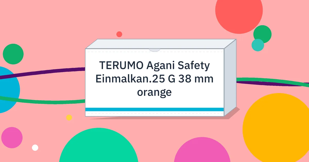 Symbolbild: Packung mit der Aufschrift TERUMO Agani Safety Einmalkan.25 G 38 mm orange (PZN 18201934) – Verfügbarkeit und Bezug in Apotheken in Frankfurt am Main