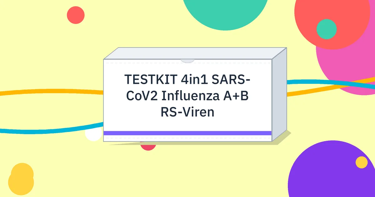 Symbolbild: Packung mit der Aufschrift TESTKIT 4in1 SARS-CoV2 Influenza A+B RS-Viren (PZN 19482846) – Verfügbarkeit und Bezug in Apotheken in Frankfurt am Main