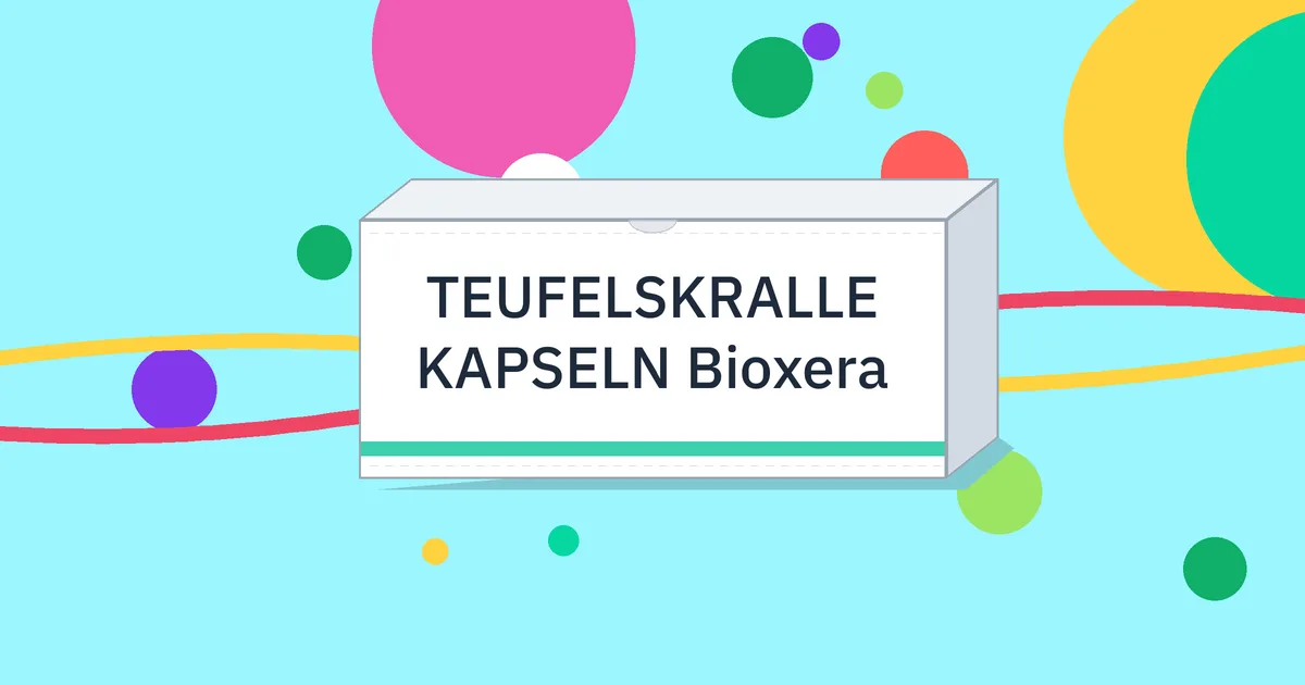 Symbolbild: Packung mit der Aufschrift TEUFELSKRALLE KAPSELN Bioxera (PZN 19765254) – Verfügbarkeit und Bezug in Apotheken in Frankfurt am Main