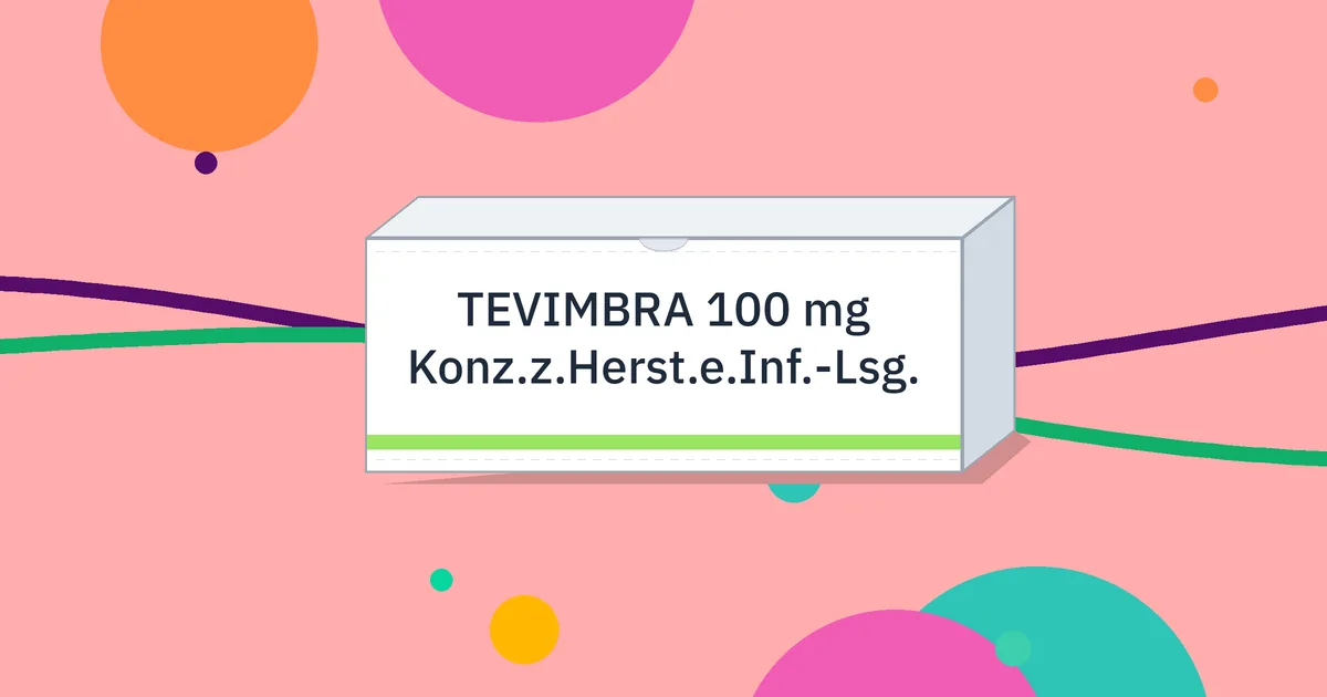 Symbolbild: Packung mit der Aufschrift TEVIMBRA 100 mg Konz.z.Herst.e.Inf.-Lsg. (PZN 19158287) – Verfügbarkeit und Bezug in Apotheken in Frankfurt am Main