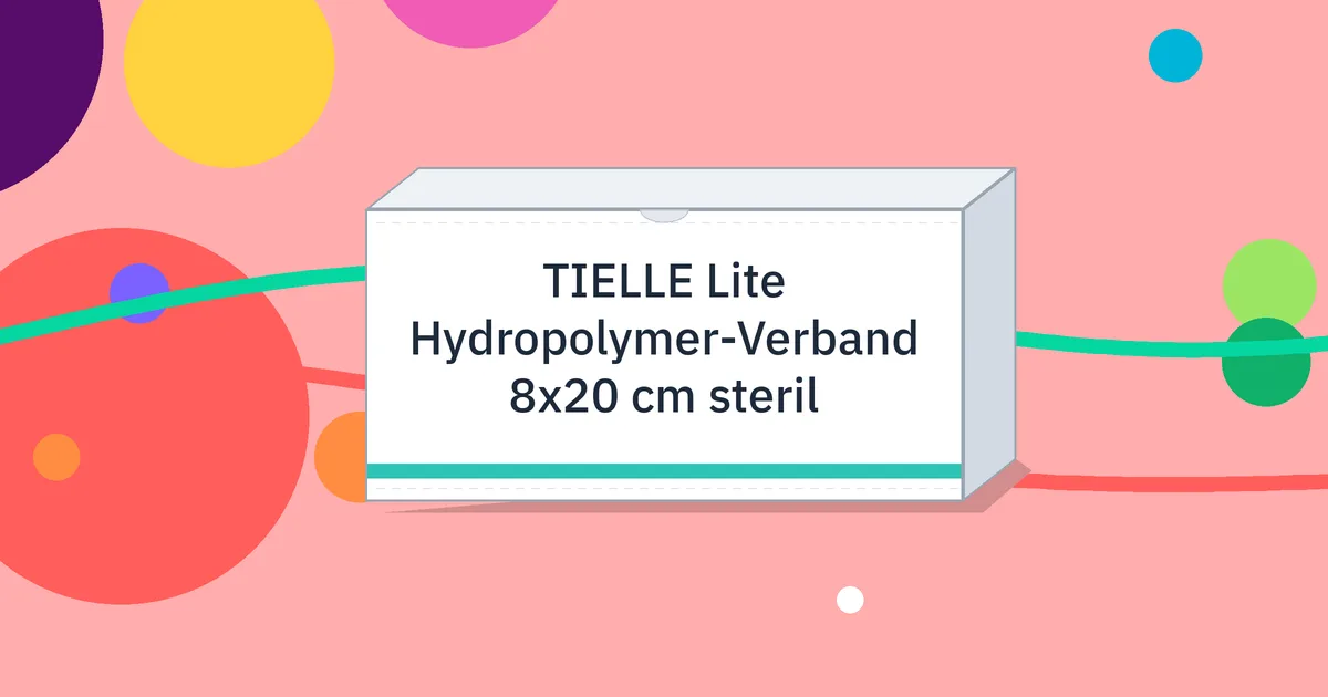 Symbolbild: Packung mit der Aufschrift TIELLE Lite Hydropolymer-Verband 8x20 cm steril (PZN 05489951) – Verfügbarkeit und Bezug in Apotheken in Frankfurt am Main