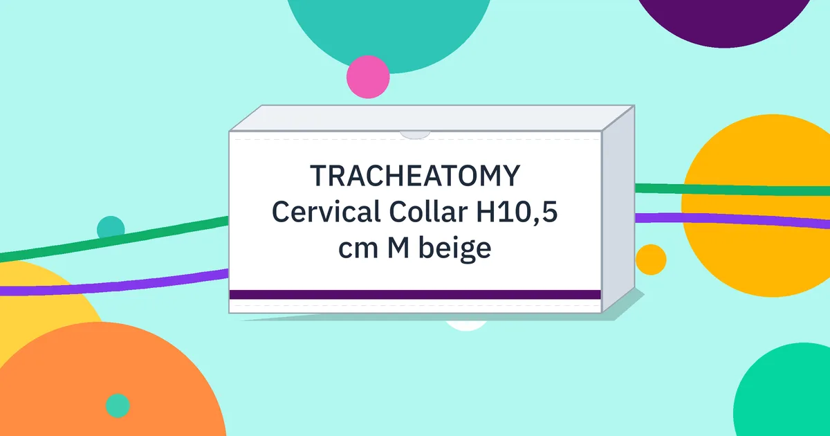Symbolbild: Packung mit der Aufschrift TRACHEATOMY Cervical Collar H10,5 cm M beige (PZN 06177165) – Verfügbarkeit und Bezug in Apotheken in Frankfurt am Main