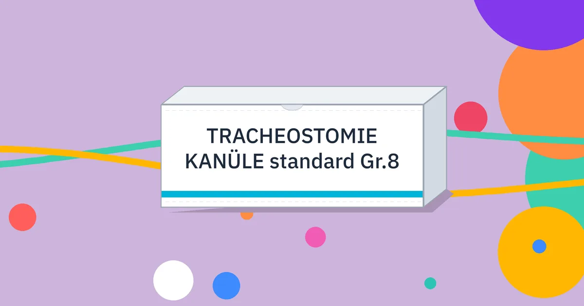 Symbolbild: Packung mit der Aufschrift TRACHEOSTOMIE KANÜLE standard Gr.8 (PZN 09224267) – Verfügbarkeit und Bezug in Apotheken in Frankfurt am Main