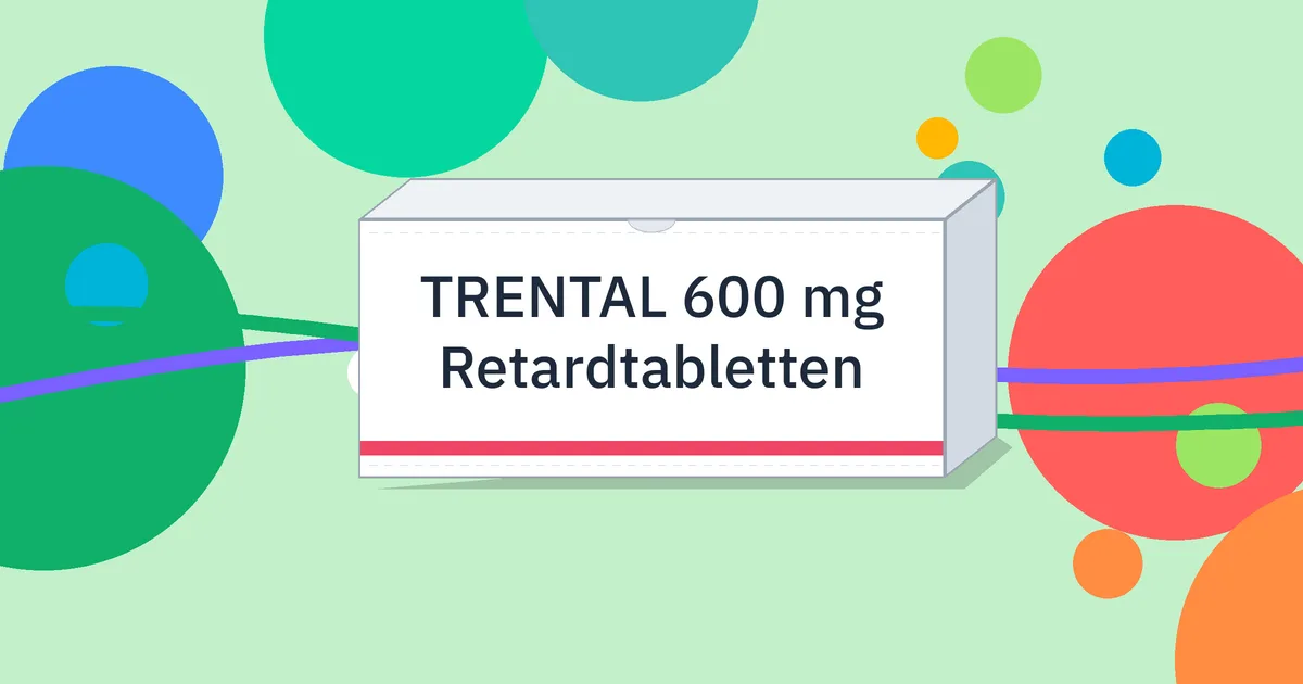 Symbolbild: Packung mit der Aufschrift TRENTAL 600 mg Retardtabletten (PZN 03046184) – Verfügbarkeit und Bezug in Apotheken in Frankfurt am Main