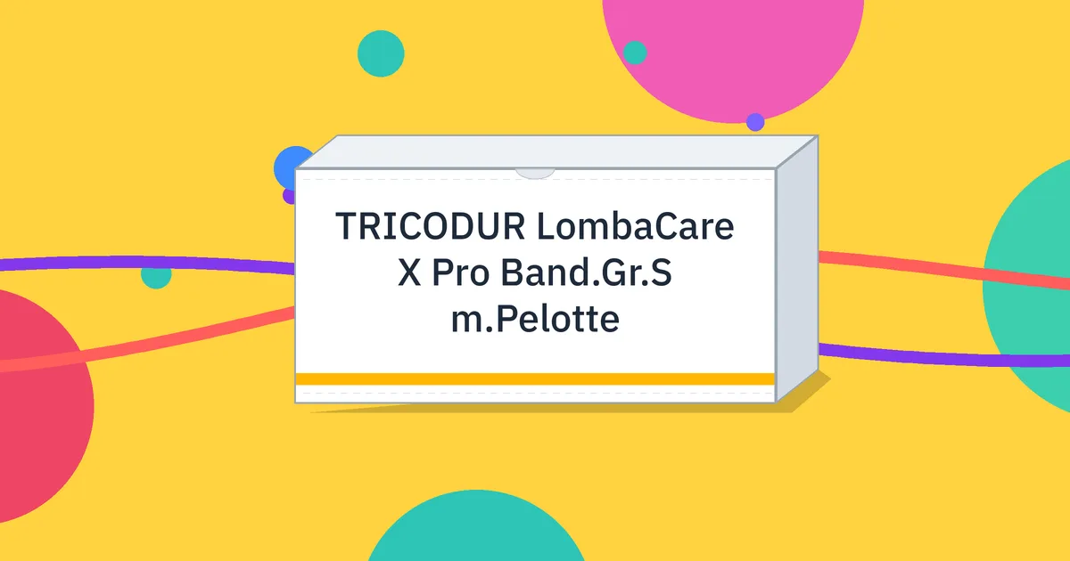 Symbolbild: Packung mit der Aufschrift TRICODUR LombaCare X Pro Band.Gr.S m.Pelotte (PZN 05039308) – Verfügbarkeit und Bezug in Apotheken in Frankfurt am Main