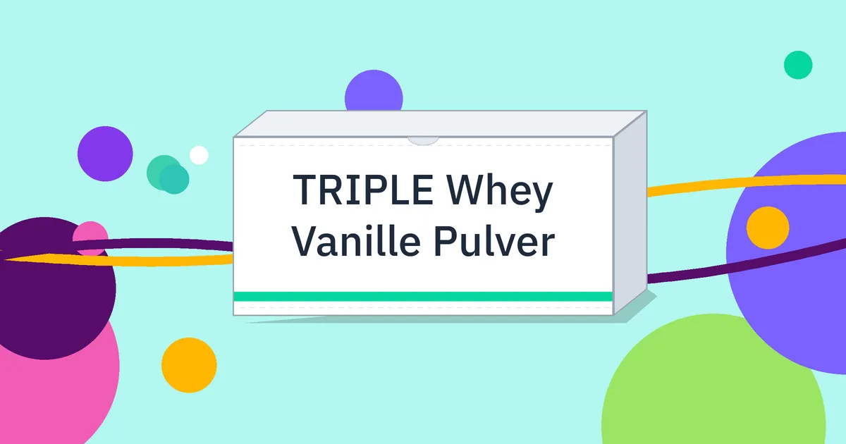 Symbolbild: Packung mit der Aufschrift TRIPLE Whey Vanille Pulver (PZN 10534375) – Verfügbarkeit und Bezug in Apotheken in Frankfurt am Main