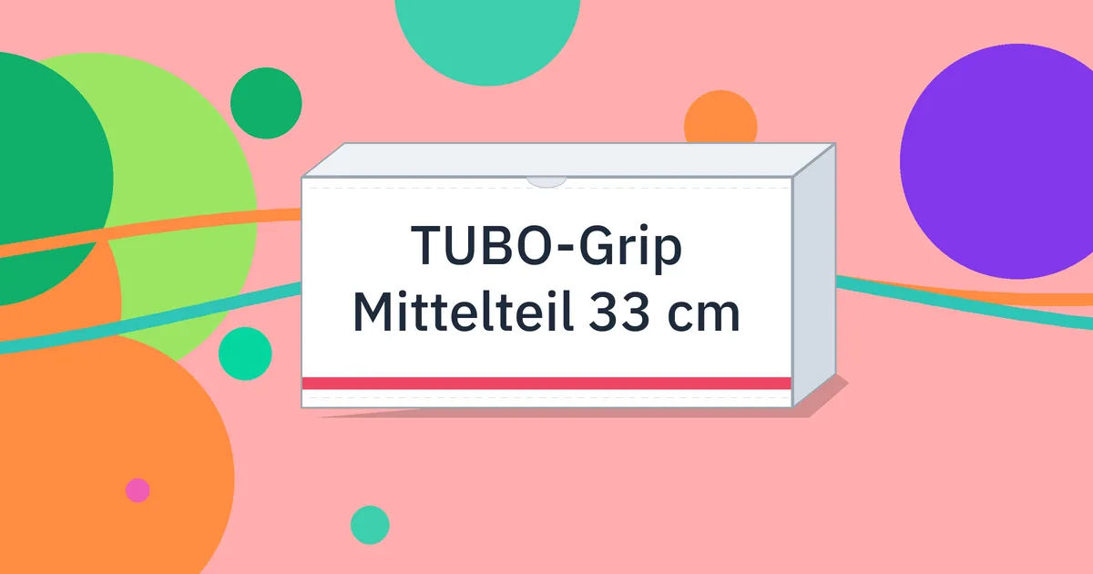 Symbolbild: Packung mit der Aufschrift TUBO-Grip Mittelteil 33 cm (PZN 18795922) – Verfügbarkeit und Bezug in Apotheken in Frankfurt am Main