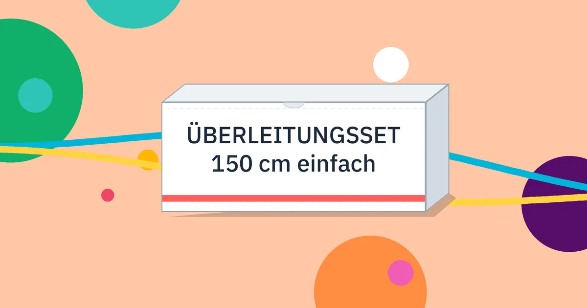 Symbolbild: Packung mit der Aufschrift ÜBERLEITUNGSSET 150 cm einfach (PZN 13230546) – Verfügbarkeit und Bezug in Apotheken in Frankfurt am Main