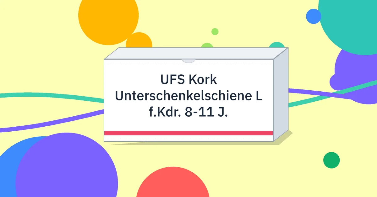 Symbolbild: Packung mit der Aufschrift UFS Kork Unterschenkelschiene L f.Kdr. 8-11 J. (PZN 04810641) – Verfügbarkeit und Bezug in Apotheken in Frankfurt am Main