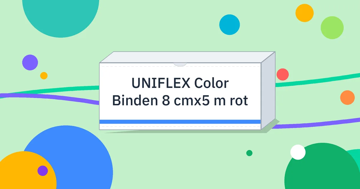 Symbolbild: Packung mit der Aufschrift UNIFLEX Color Binden 8 cmx5 m rot (PZN 13870955) – Verfügbarkeit und Bezug in Apotheken in Frankfurt am Main