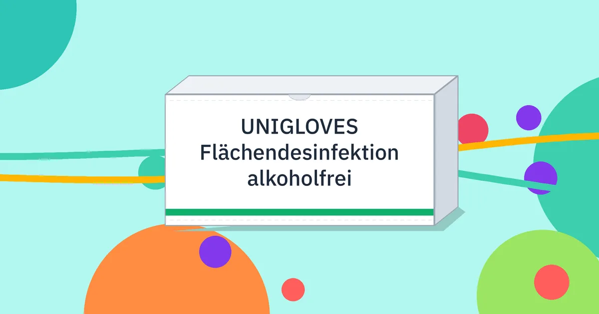 Symbolbild: Packung mit der Aufschrift UNIGLOVES Flächendesinfektion alkoholfrei (PZN 19521233) – Verfügbarkeit und Bezug in Apotheken in Frankfurt am Main