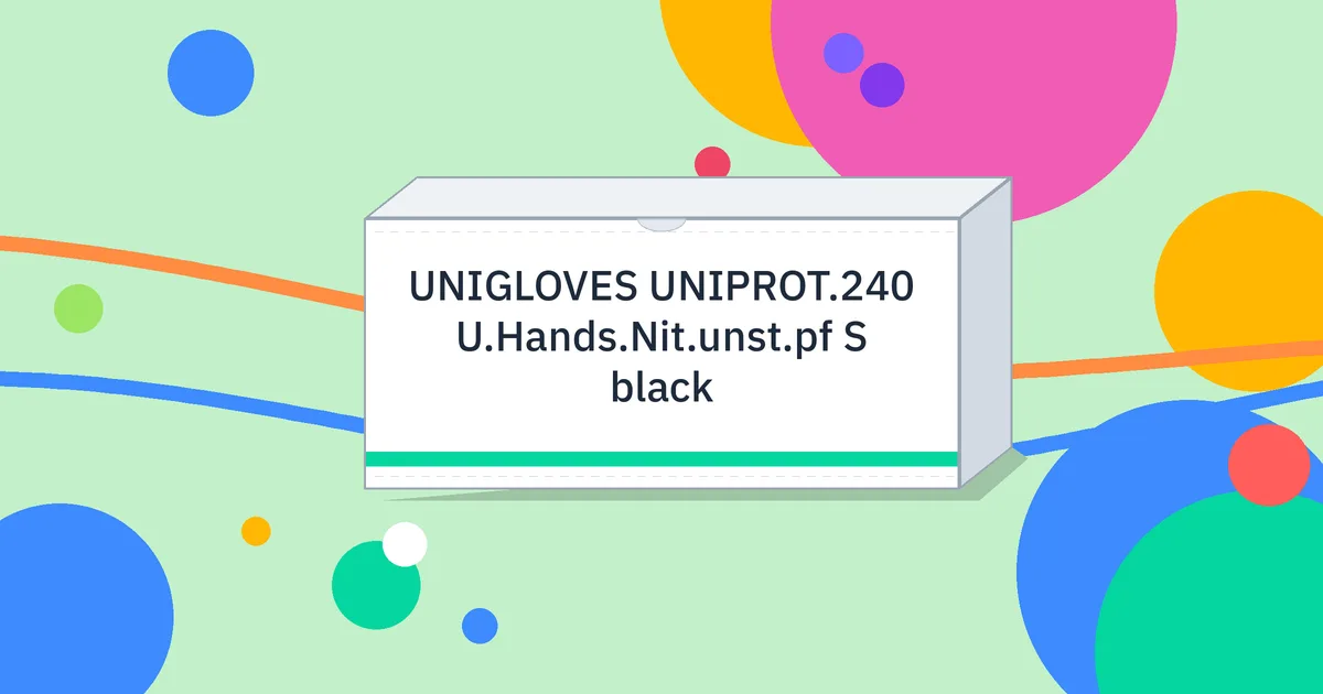 Symbolbild: Packung mit der Aufschrift UNIGLOVES UNIPROT.240 U.Hands.Nit.unst.pf S black (PZN 18101902) – Verfügbarkeit und Bezug in Apotheken in Frankfurt am Main