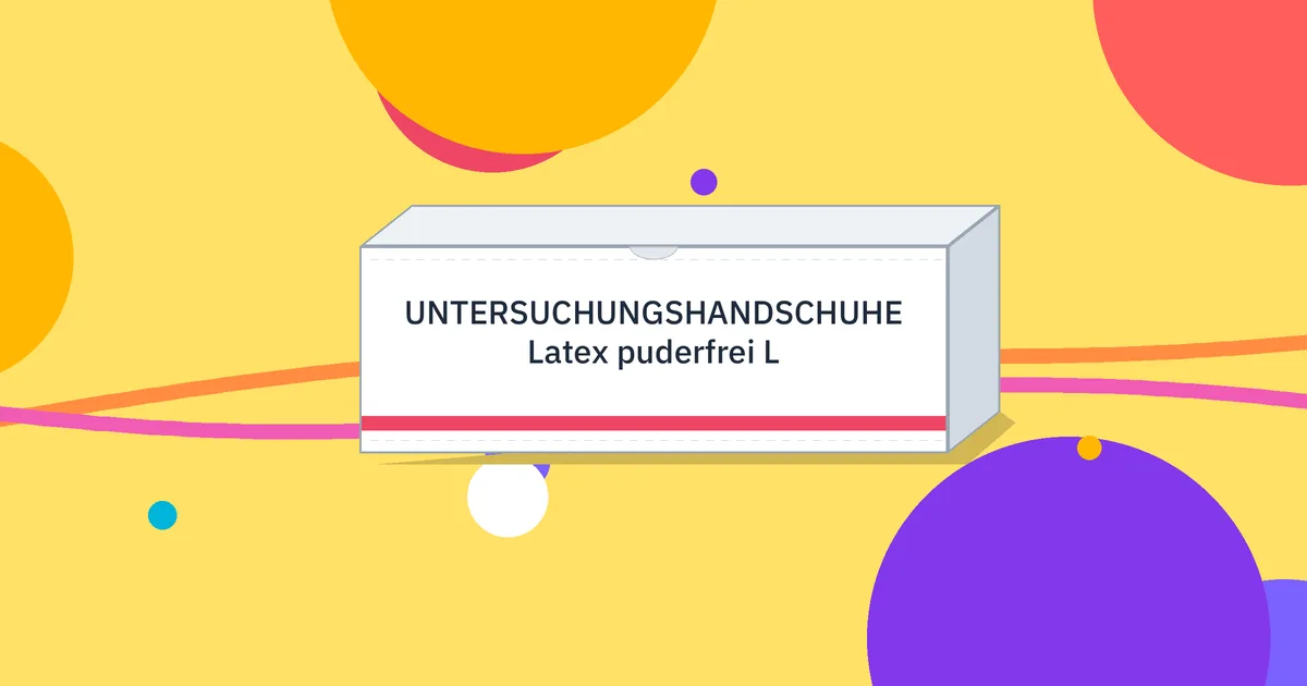 Symbolbild: Packung mit der Aufschrift UNTERSUCHUNGSHANDSCHUHE Latex puderfrei L (PZN 03436152) – Verfügbarkeit und Bezug in Apotheken in Frankfurt am Main
