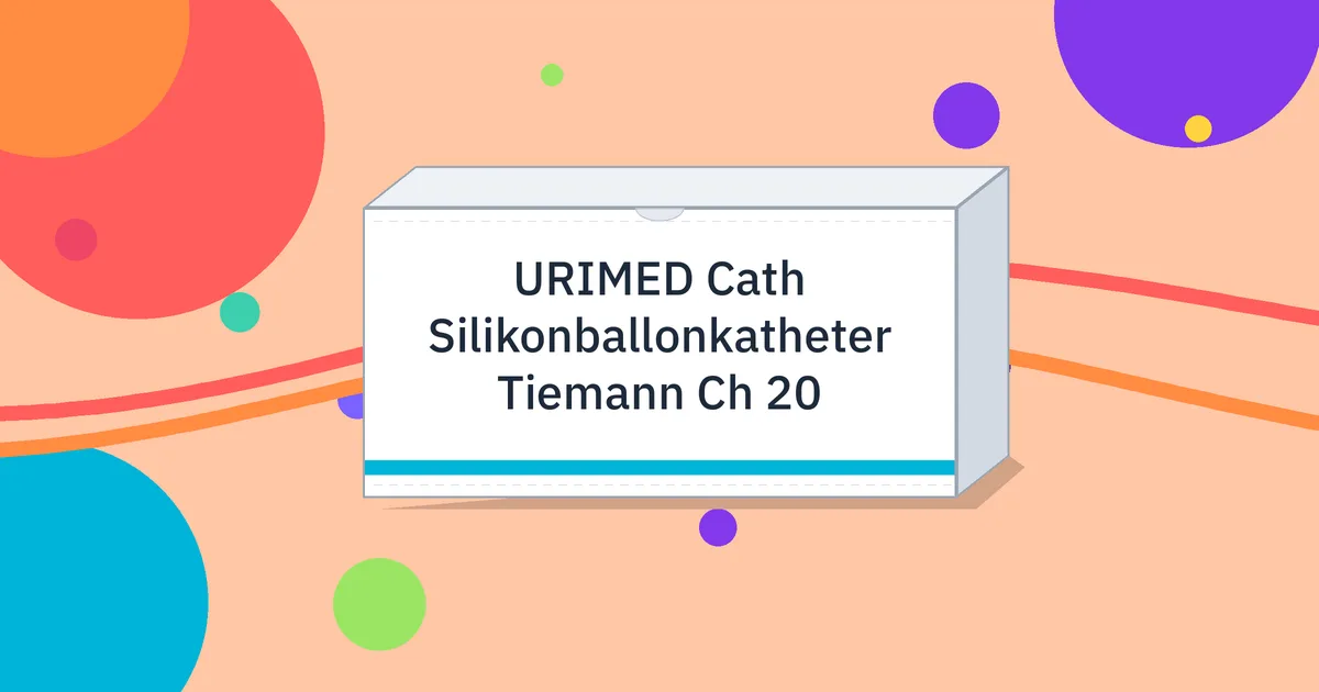 Symbolbild: Packung mit der Aufschrift URIMED Cath Silikonballonkatheter Tiemann Ch 20 (PZN 14275781) – Verfügbarkeit und Bezug in Apotheken in Frankfurt am Main