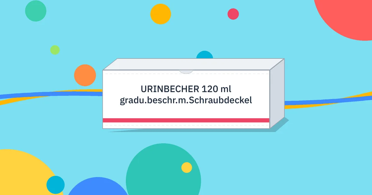 Symbolbild: Packung mit der Aufschrift URINBECHER 120 ml gradu.beschr.m.Schraubdeckel (PZN 10146408) – Verfügbarkeit und Bezug in Apotheken in Frankfurt am Main